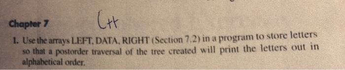Solved Chapter 7 1. Use the arrays LEFT, DATA, RIGHT | Chegg.com