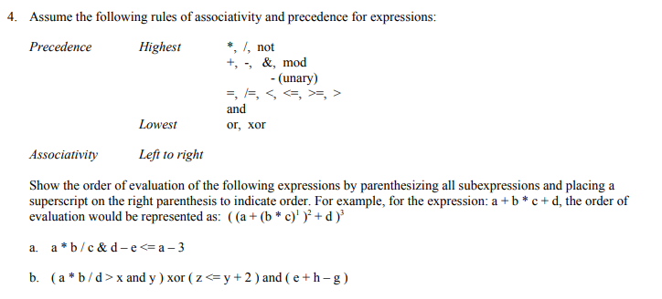 Solved Assume the following rules of associativity and | Chegg.com
