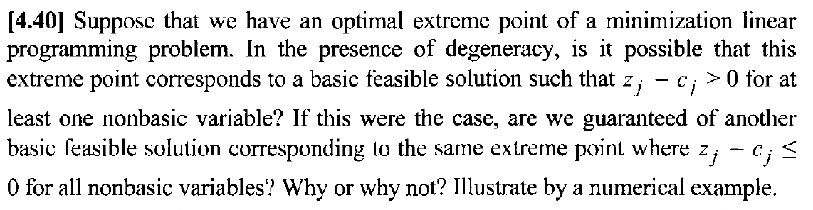 Solved [4.40] Suppose that we have an optimal extreme point | Chegg.com