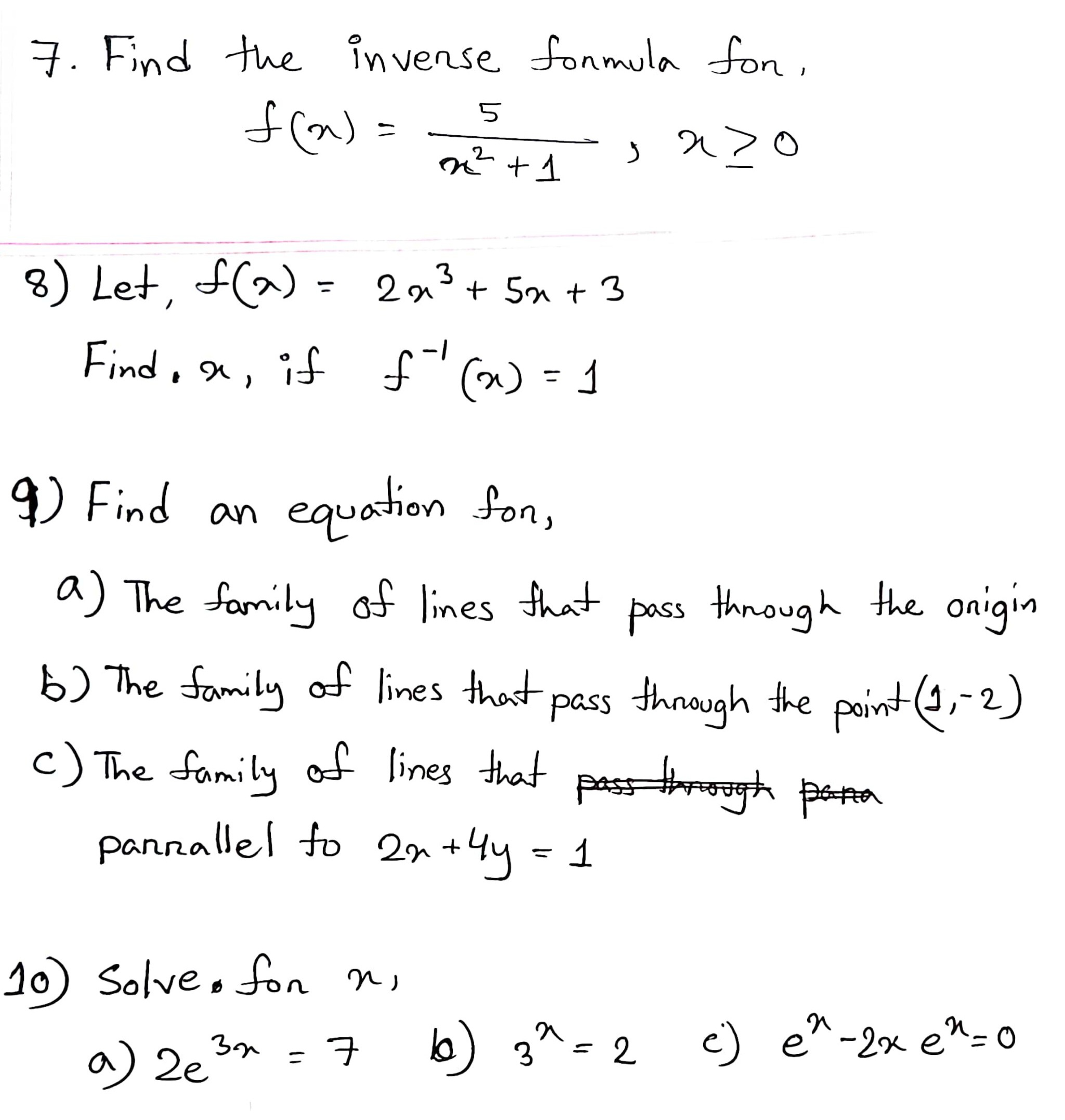 Solved 7. Find the inverse formula for, \\[ | Chegg.com