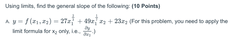 Solved Using limits, find the general slope of the | Chegg.com