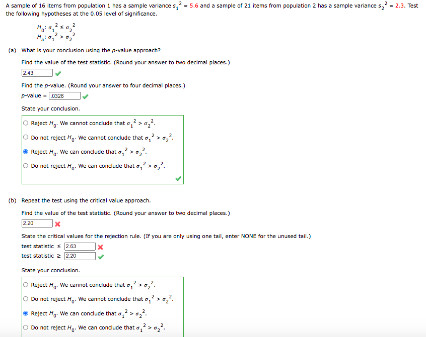 Solved A sample of 16 items from population 1 has a sample | Chegg.com