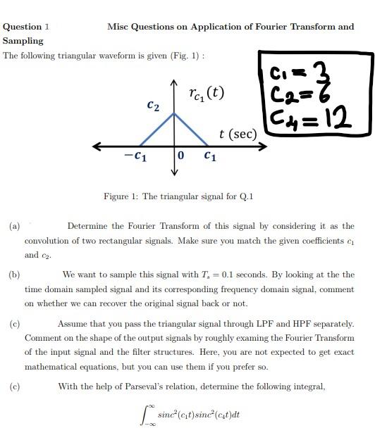Solved Question 1 Misc Questions on Application of Fourier | Chegg.com