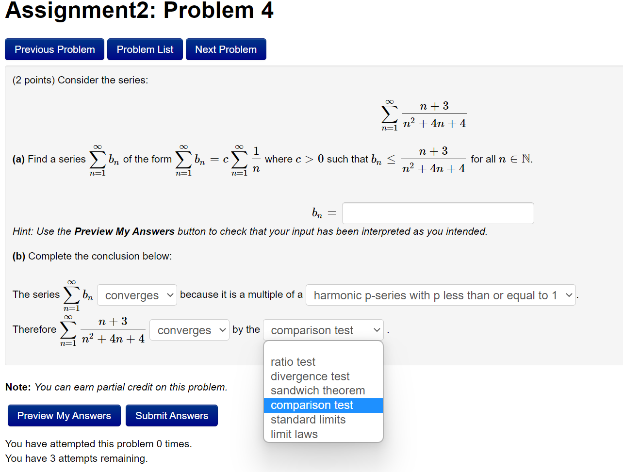 Solved plz tell me if it converges diverges, harmonic | Chegg.com