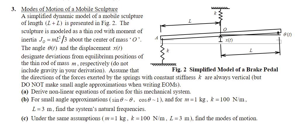 Solved Modes of Motion of a Mobile Sculpture A simplified | Chegg.com