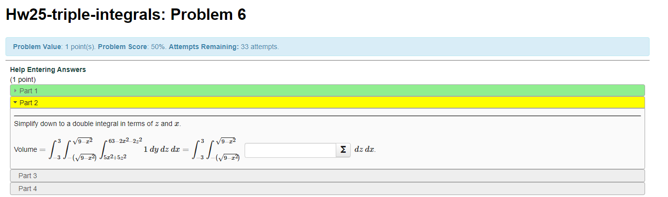 Solved Hw25-triple-integrals: Problem 6 Problem Value: 1 | Chegg.com
