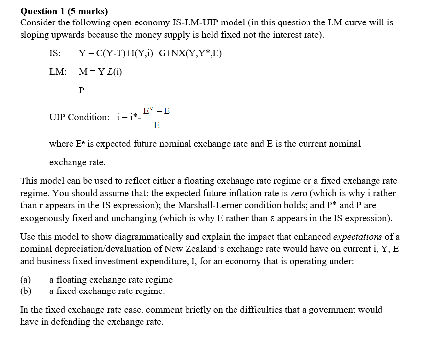 Solved Question 1 (5 marks) Consider the following open | Chegg.com