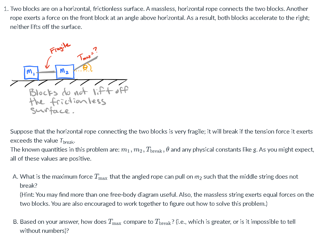 Solved 1. Two blocks are on a horizontal, frictionless | Chegg.com Solved 1. Two blocks are on a horizontal, frictionless | Chegg.com