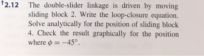 Solved 2.12 The double-slider linkage is driven by moving | Chegg.com