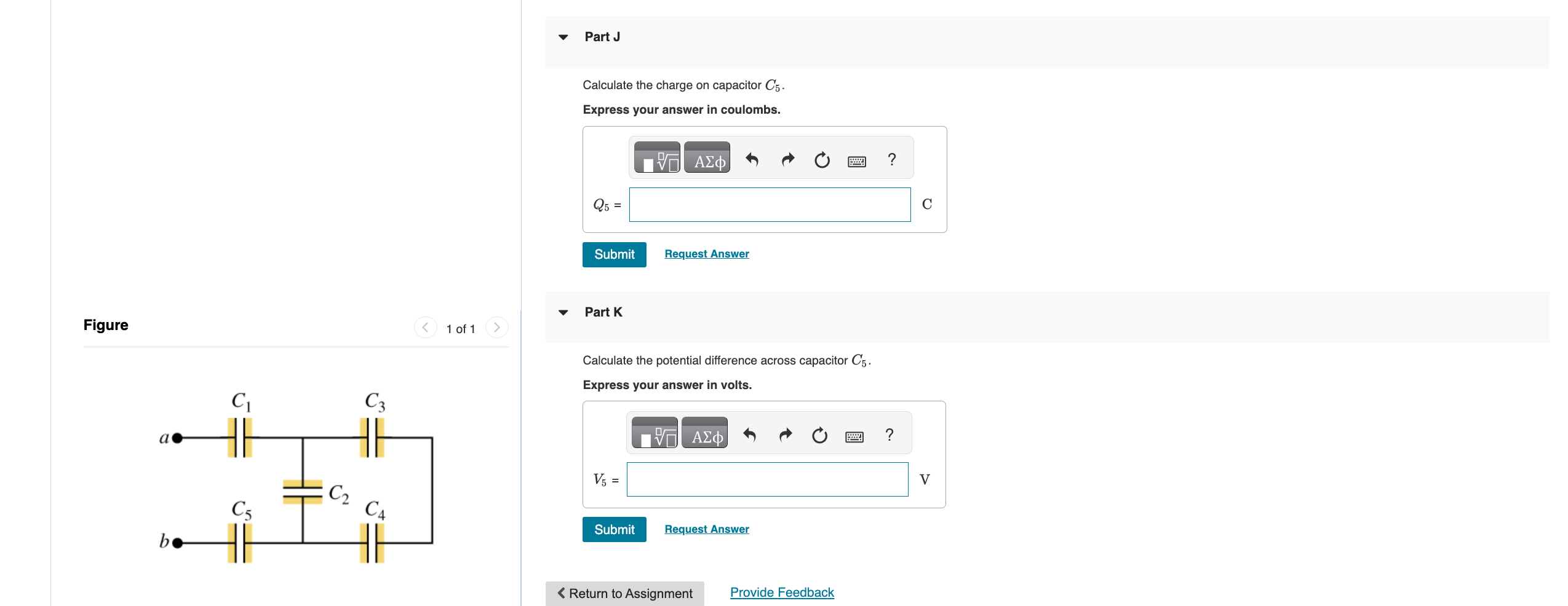 Solved In (Figure 1),C1=C5=8.3μF and C2=C3=C4=4.5μF. The | Chegg.com