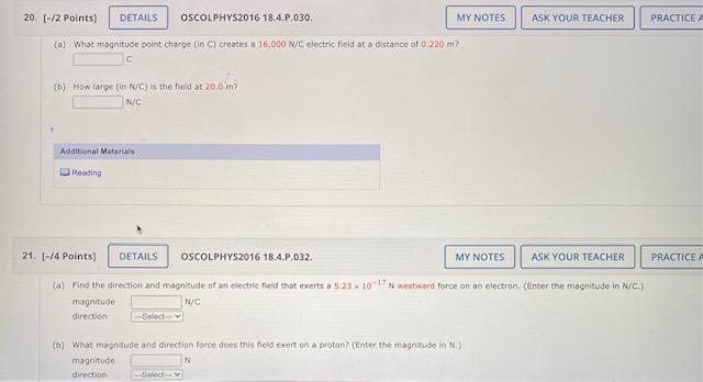 Solved 20 [ 2 Points Details Oscolphys2016 18 4 P 030 My