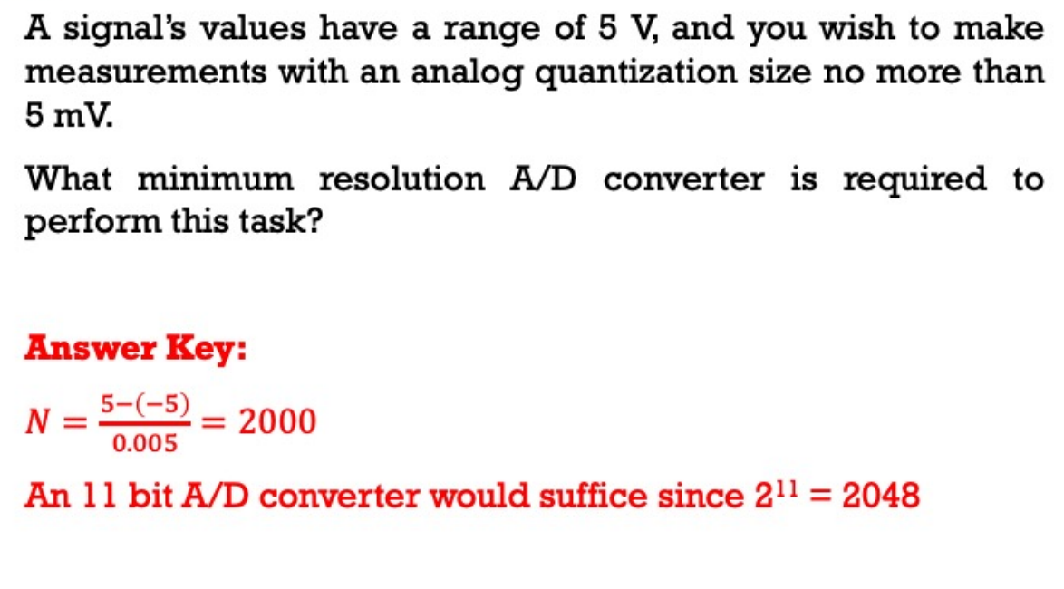 Solved A signal's values have a range of 5 V, and you wish | Chegg.com