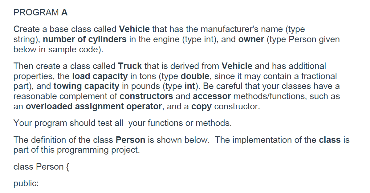 Solved PROGRAMA Create a base class called Vehicle that has | Chegg.com