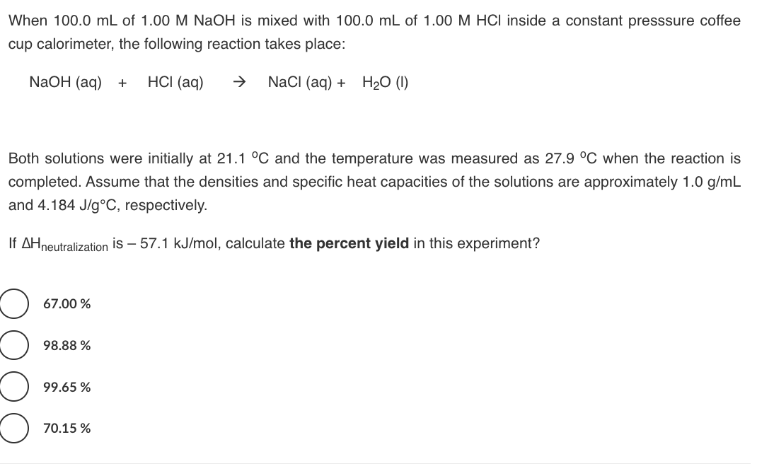 Solved When 100.0 mL of 1.00MNaOH is mixed with 100.0 mL of | Chegg.com