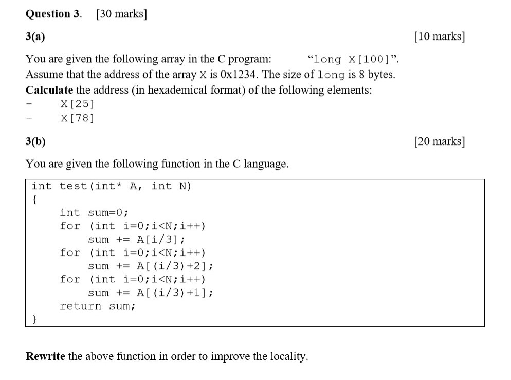 Solved Question 3. [30 marks] 3(a) [10 marks] You are given | Chegg.com