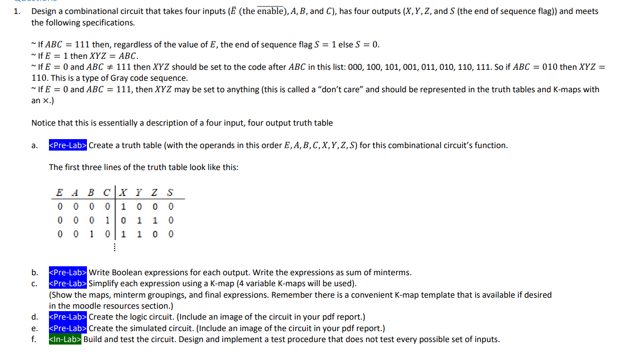 Design A Combinational Circuit That Takes Four Inputs 