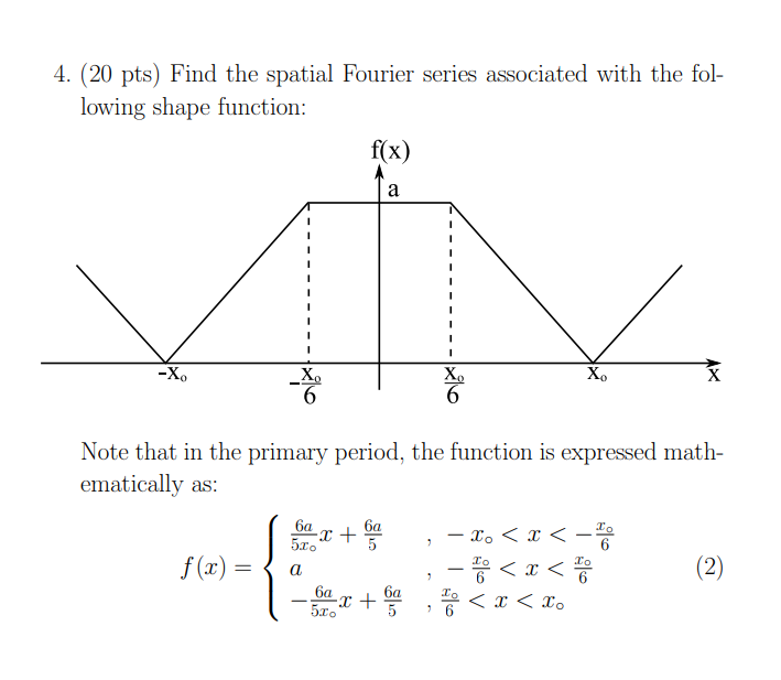 Solved 4. (20 pts) Find the spatial Fourier series | Chegg.com