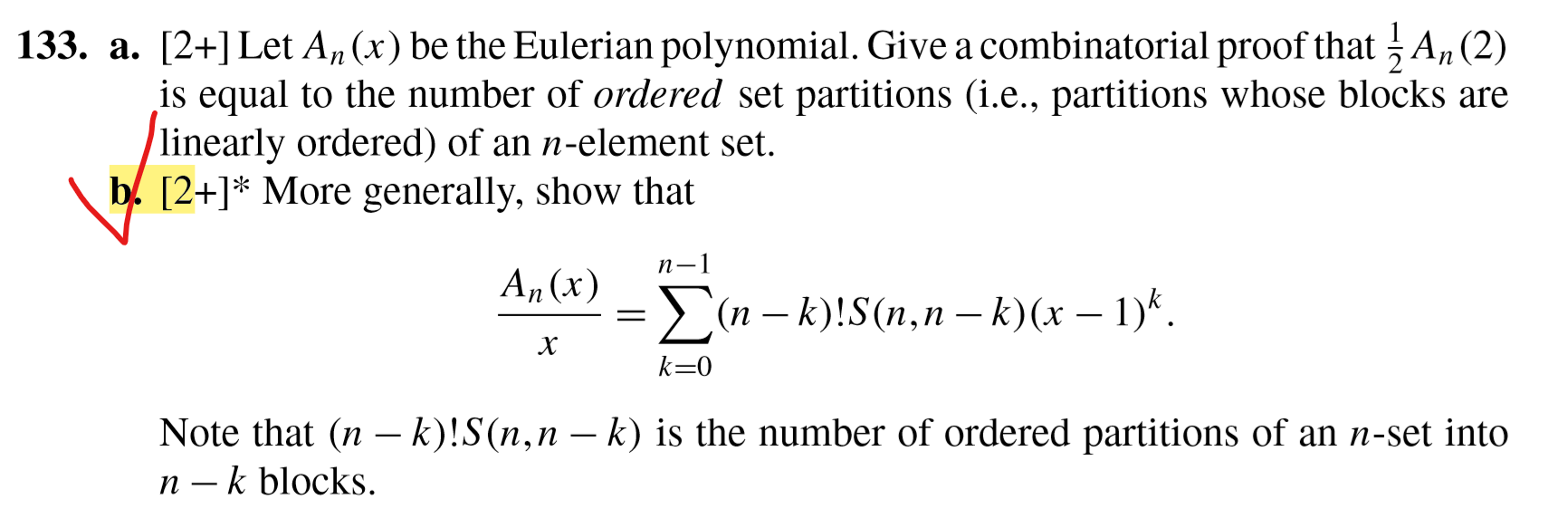 133. a. [2+] Let An (x) be the Eulerian polynomial. | Chegg.com