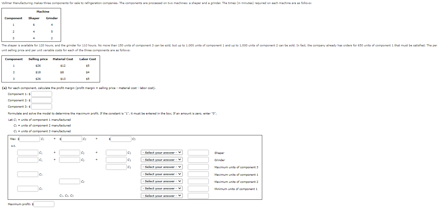 Solved Component 2:5 Component 3:5 Formulate and solve the | Chegg.com