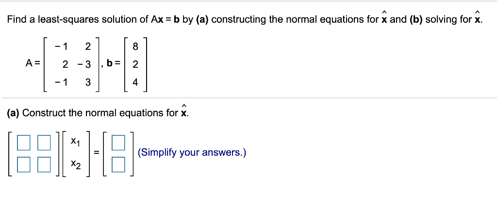 Solved Find a least-squares solution of Ax = b by (a) | Chegg.com