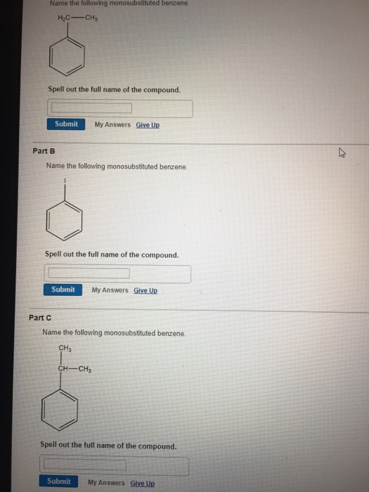 Solved Name the following monosubstituted benzene H2C-CH3 | Chegg.com