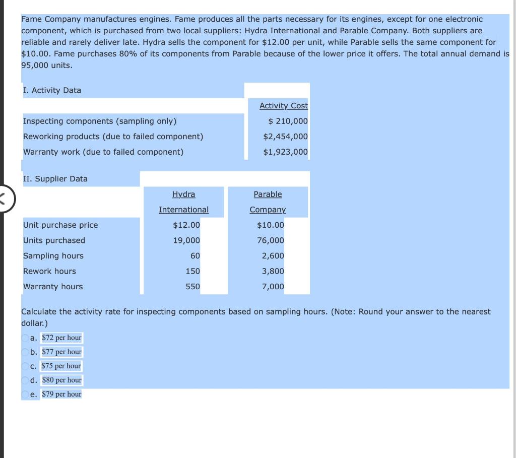 Solved Fame Company manufactures engines. Fame produces all | Chegg.com