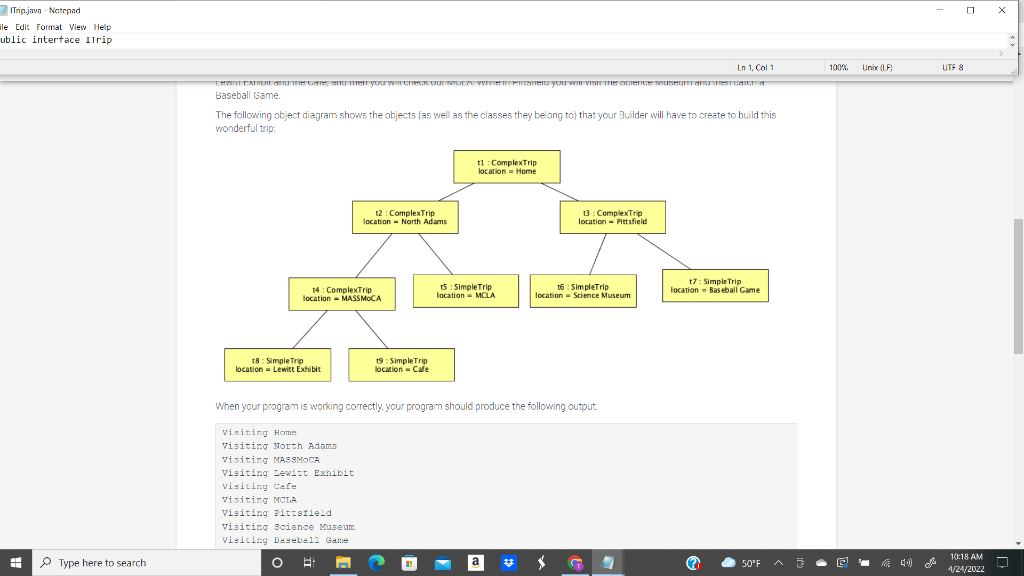 Solved a X Trip.java - Notepad ile Edit Format View Help | Chegg.com
