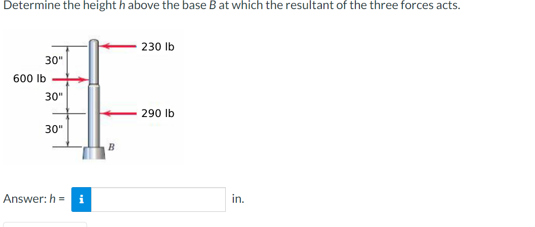 Solved Determine the height h above the base B at which the | Chegg.com