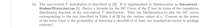 Derive a formula for the OC Curve of the T test in | Chegg.com
