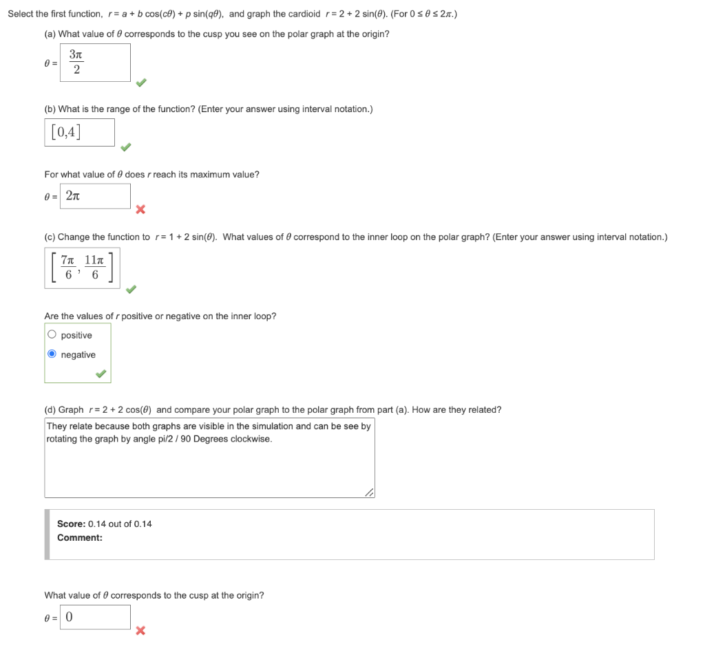 Solved Select the first function, r= a + b cos(c) + p | Chegg.com