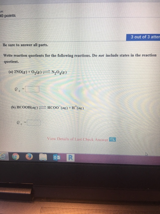Solved Write reaction quotients for the following reactions. | Chegg.com