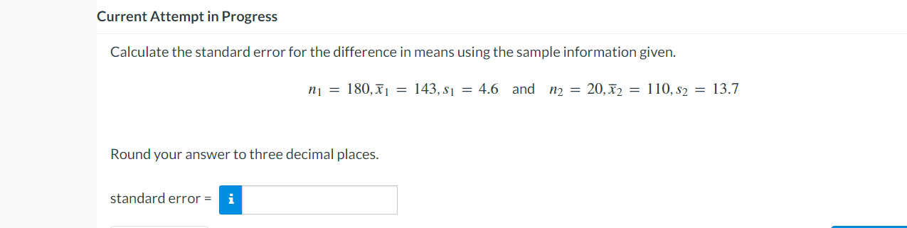 Solved Current Attempt in Progress Calculate the standard | Chegg.com