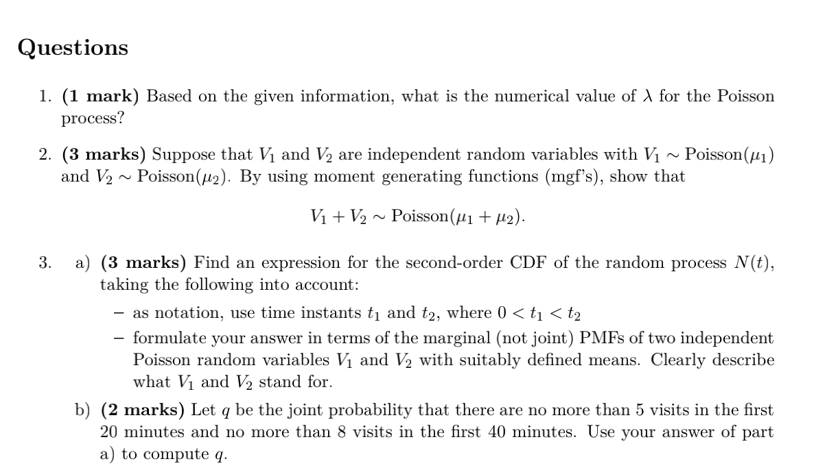 POISSON PROCESS (total of 36 marks) This workshop is | Chegg.com