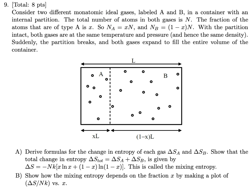 Solved 9. [Total: 8 pts] Consider two different monatomic | Chegg.com
