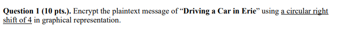 Solved Question 1 (10 pts.). Encrypt the plaintext message | Chegg.com Solved Question 1 (10 pts.). Encrypt the plaintext message | Chegg.com