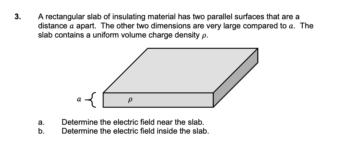 Solved 3. A rectangular slab of insulating material has two | Chegg.com