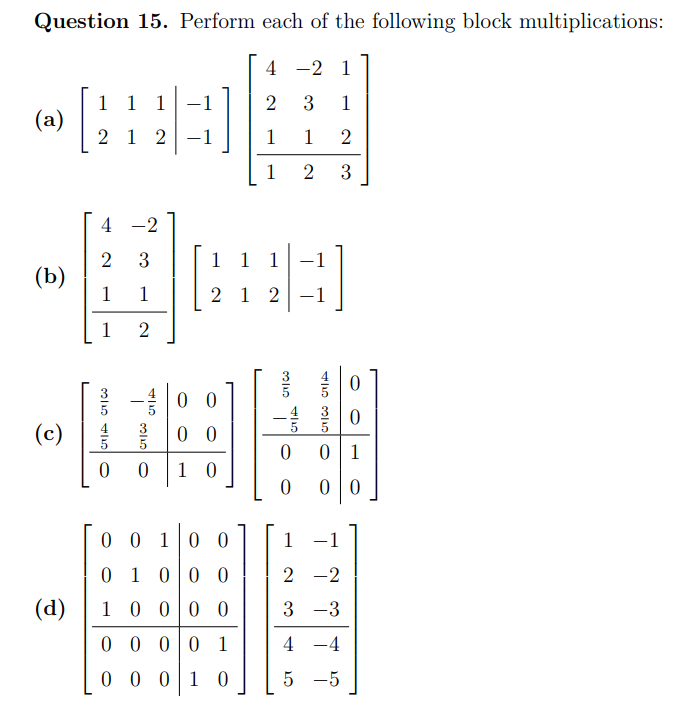 Solved Question 15. Perform each of the following block | Chegg.com