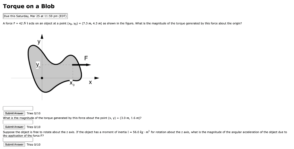Solved A force F=42 N i acts on an object at a point | Chegg.com