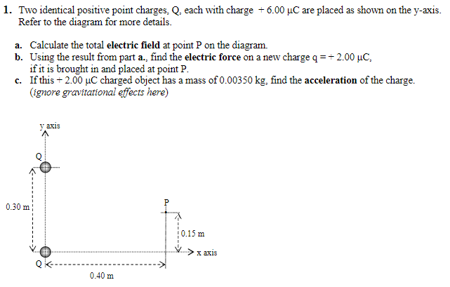Solved 1. Two identical positive point charges. Q. each with | Chegg.com