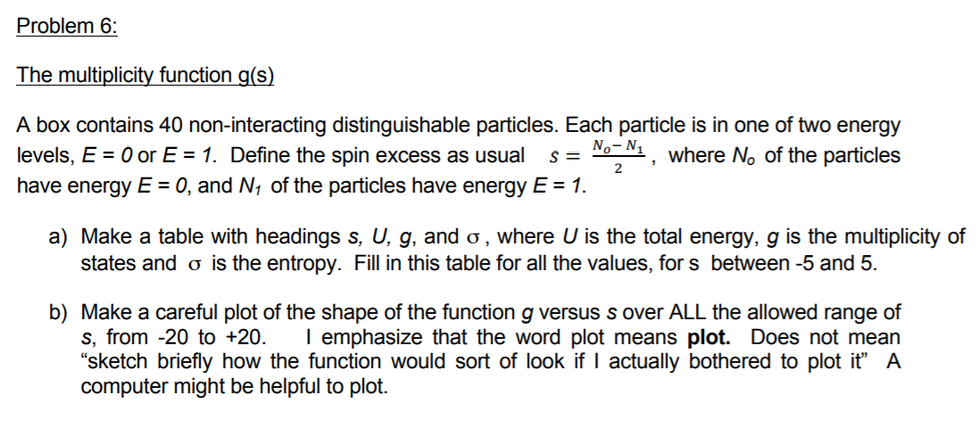 Solved Problem 6: The multiplicity function g(s) A box | Chegg.com