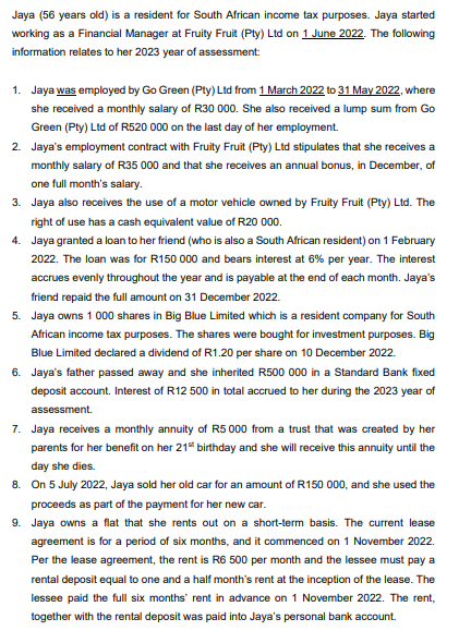 Solved Calculate the normal tax payable by Jaya for the 2023 | Chegg.com