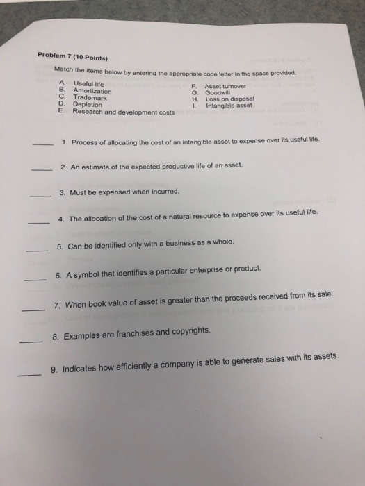 Solved Problem 7 (10 Points) Match the items below by | Chegg.com