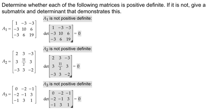 Solved Determine whether each of the following matrices is | Chegg.com
