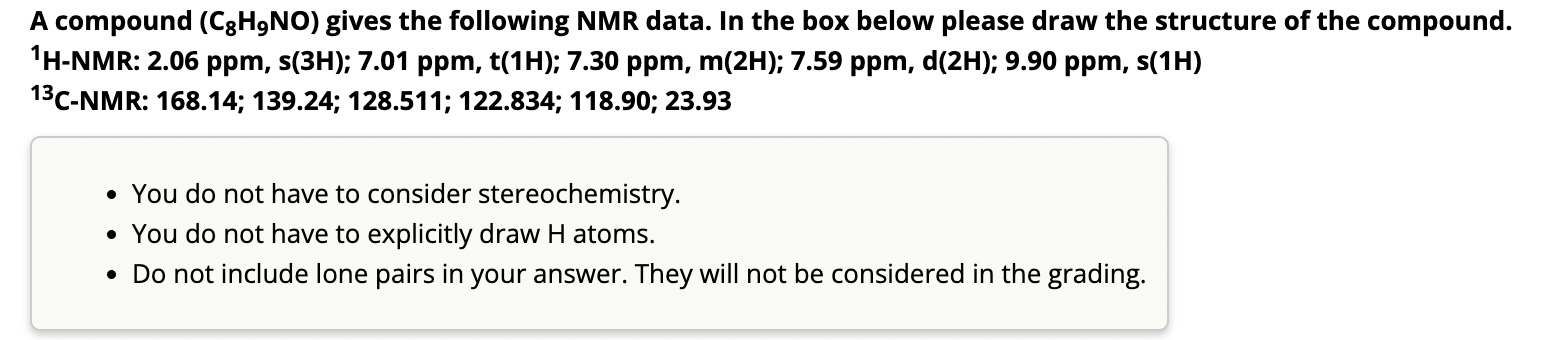 Solved A compound (C8H9NO) gives the following NMR data. In | Chegg.com