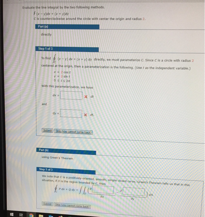 Solved Evaluate the line integral by the two following | Chegg.com