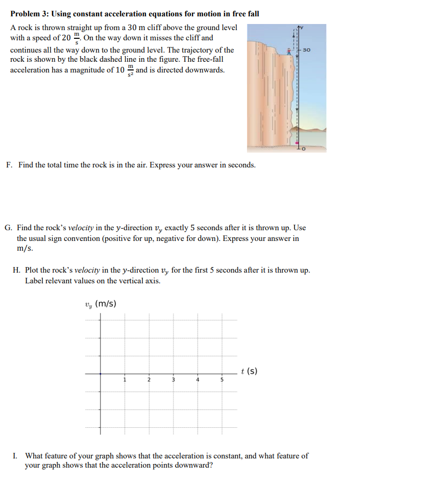 Solved Problem 3: Using constant acceleration equations for | Chegg.com