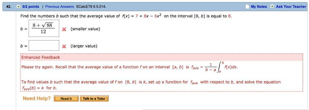 Solved Find the numbers b such that the average value of | Chegg.com