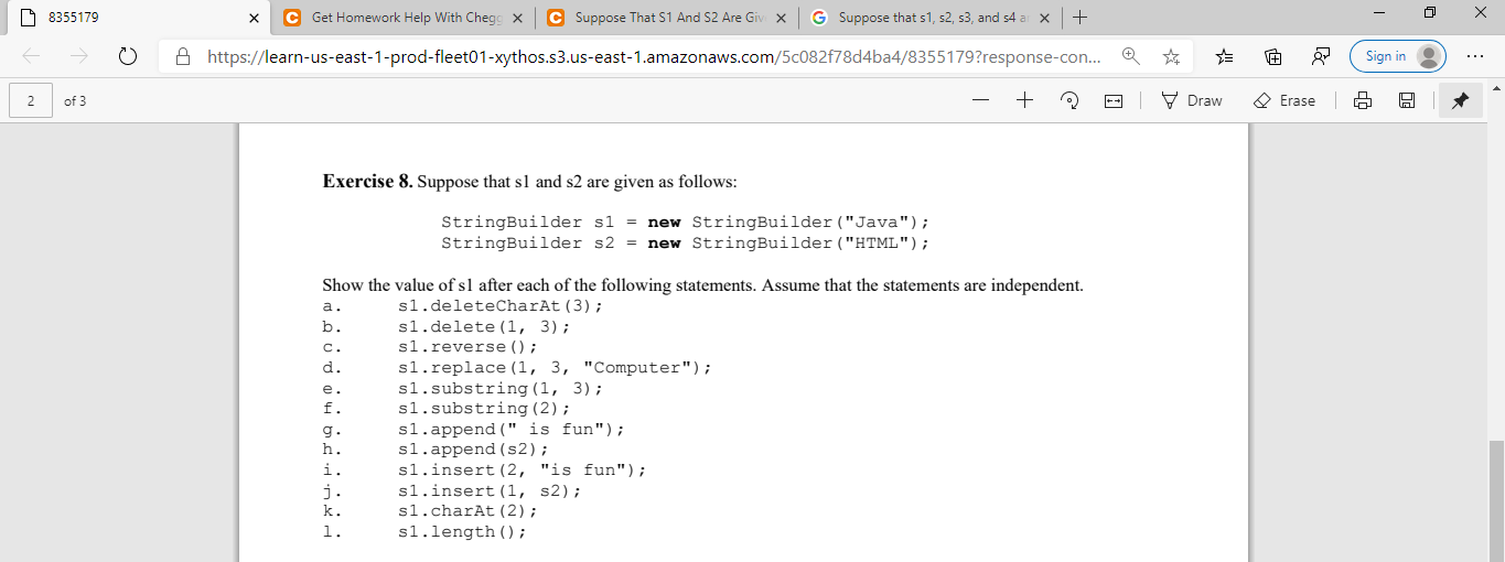 Solved Suppose that s1 and s2 are given as follows: | Chegg.com
