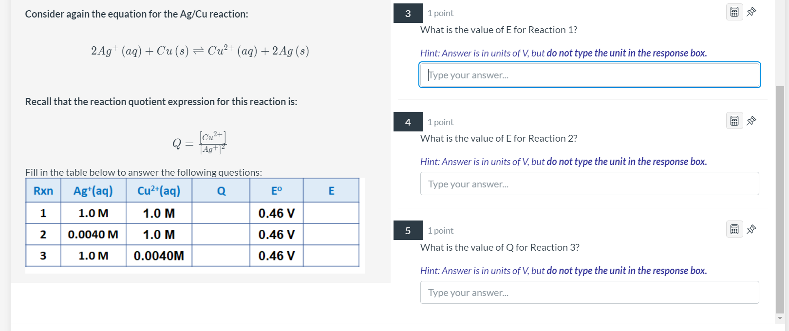 Solved Consider again the equation for the Ag/Cu reaction: 3 | Chegg.com