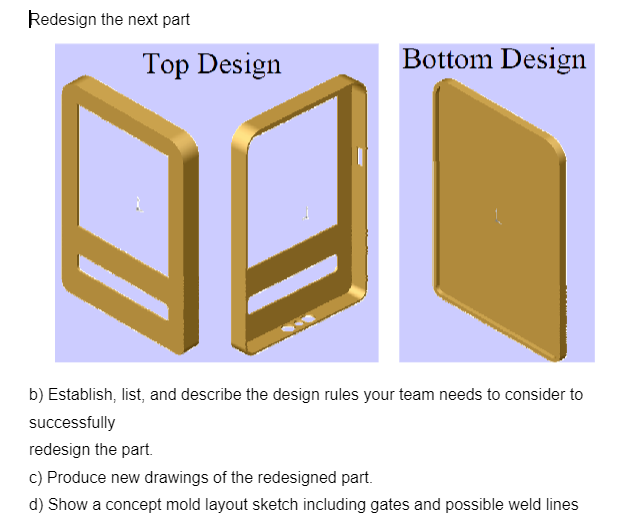 Solved Redesign the next part b) Establish, list, and | Chegg.com